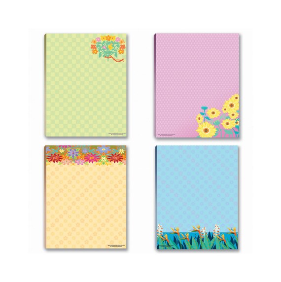 Floral Notepads 4 Assorted Note Pads Flower Theme Pads | Etsy