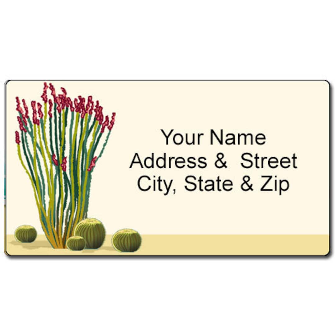 Cactus Custom Address Label -desert Themed - Personalized Address Label ...