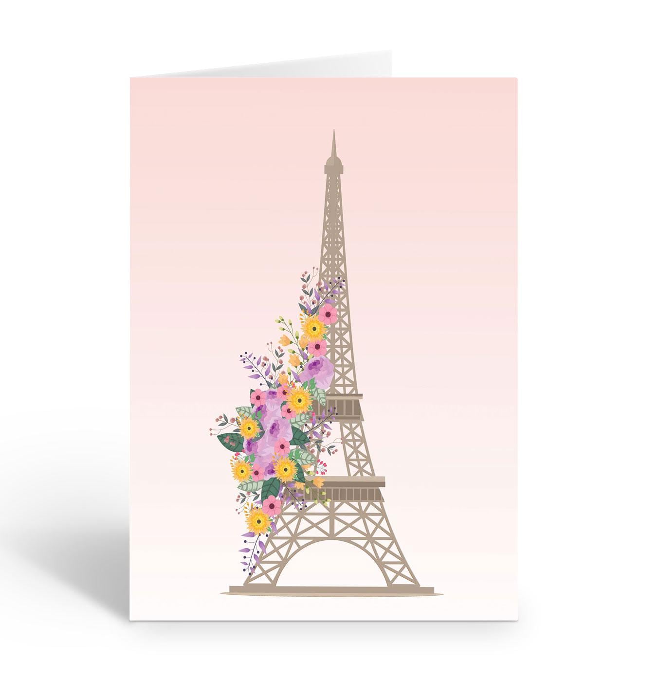 Stonehouse Collection | Floral Eiffel Tower Note Card | Paris Note ...