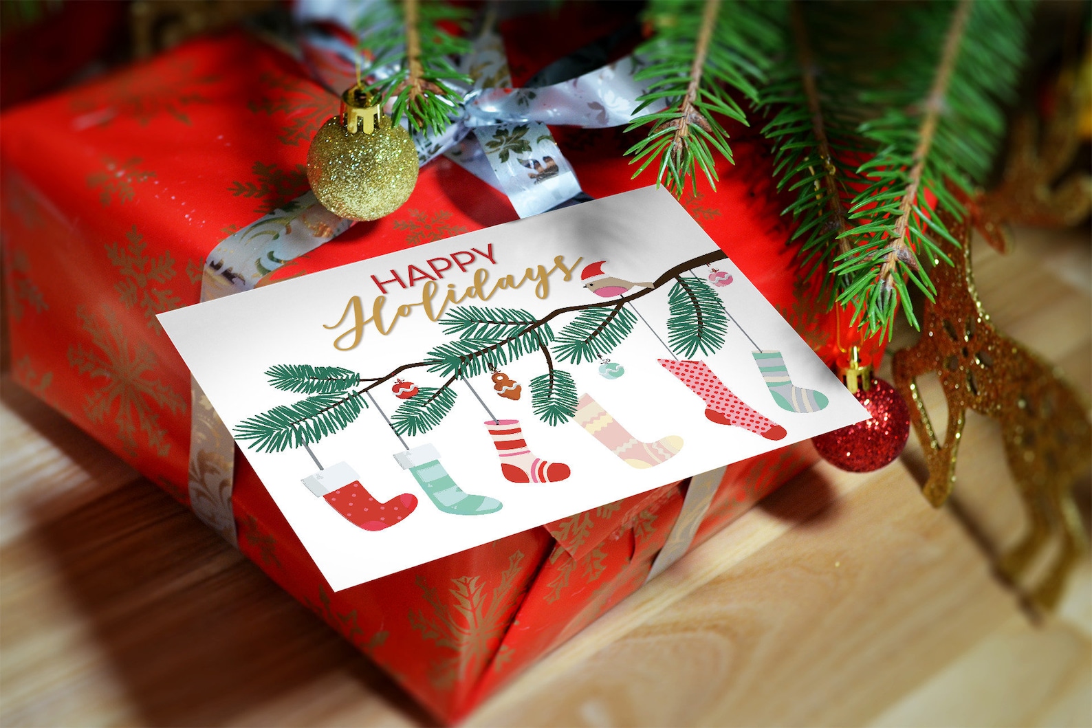 Happy Holidays Card 12 Holiday Cards & Envelopes B18022 - Etsy