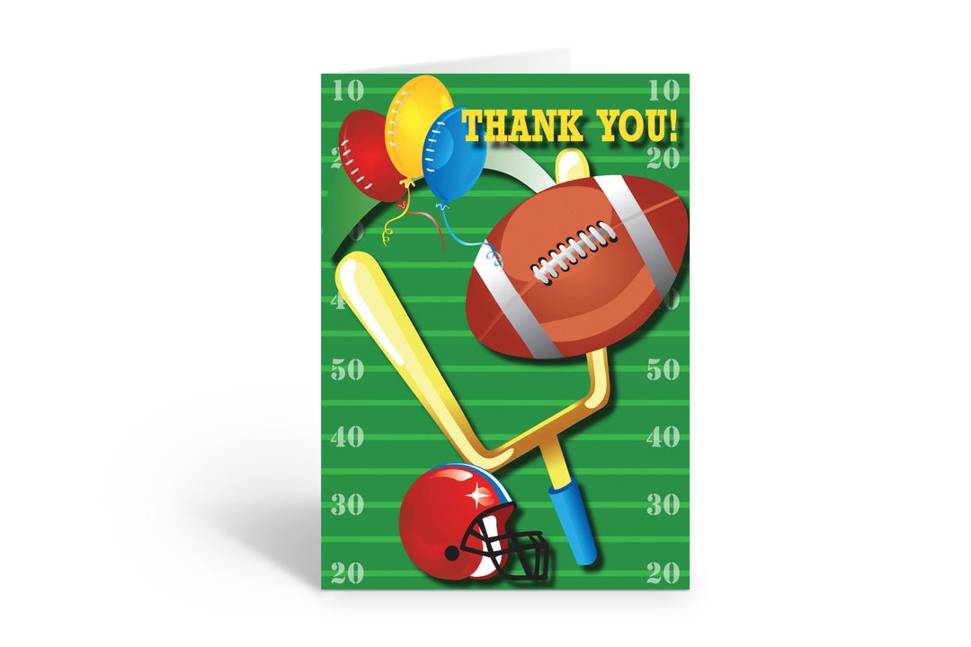 Football Thank You Note Card - 10 Note Cards and Envelopes - B14148 - Etsy