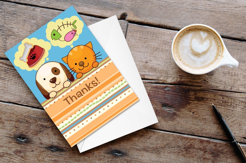 Cute Dog and Cat Thank You Note Cards 10 Boxed Cards & - Etsy