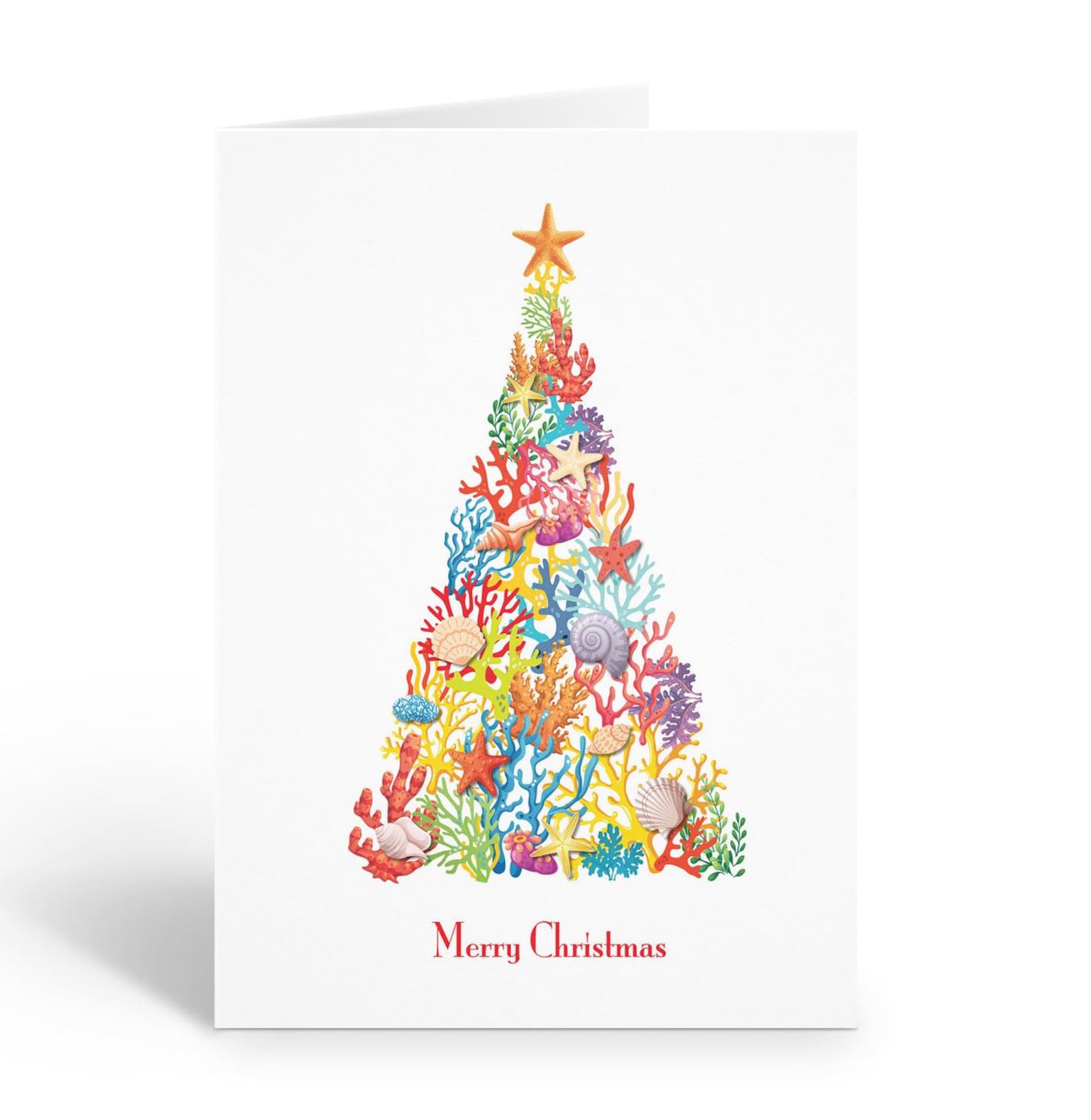 Gorgeous Coral Reef Christmas Tree Holiday Card - 12 Cards With ...