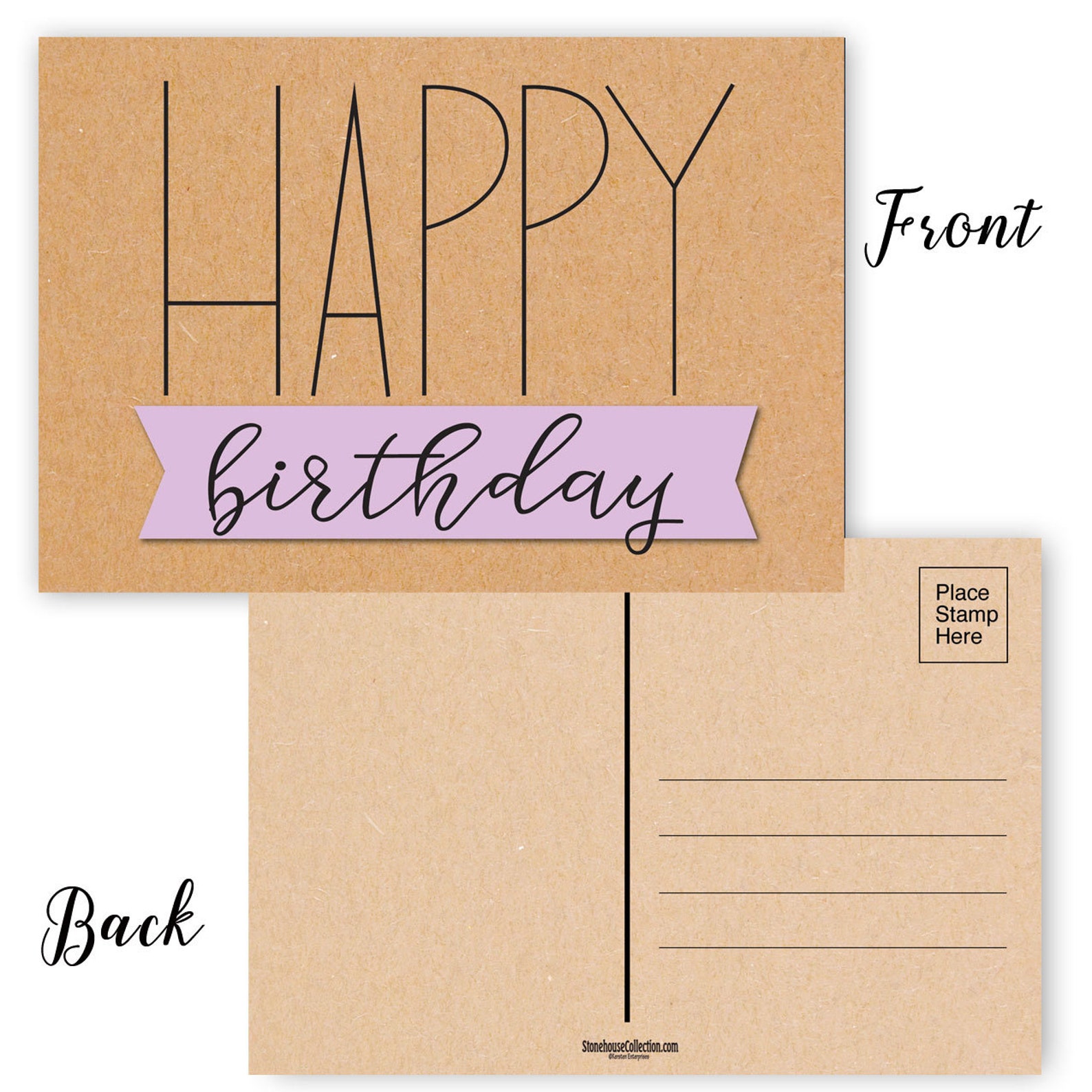 Assorted Happy Birthday Postcards Full Color Both Sides - Etsy