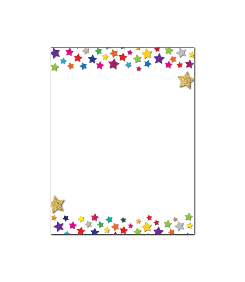 Stars Stationery - Star Border Letterhead -8.5 X 11 Inches - 60 Paper ...