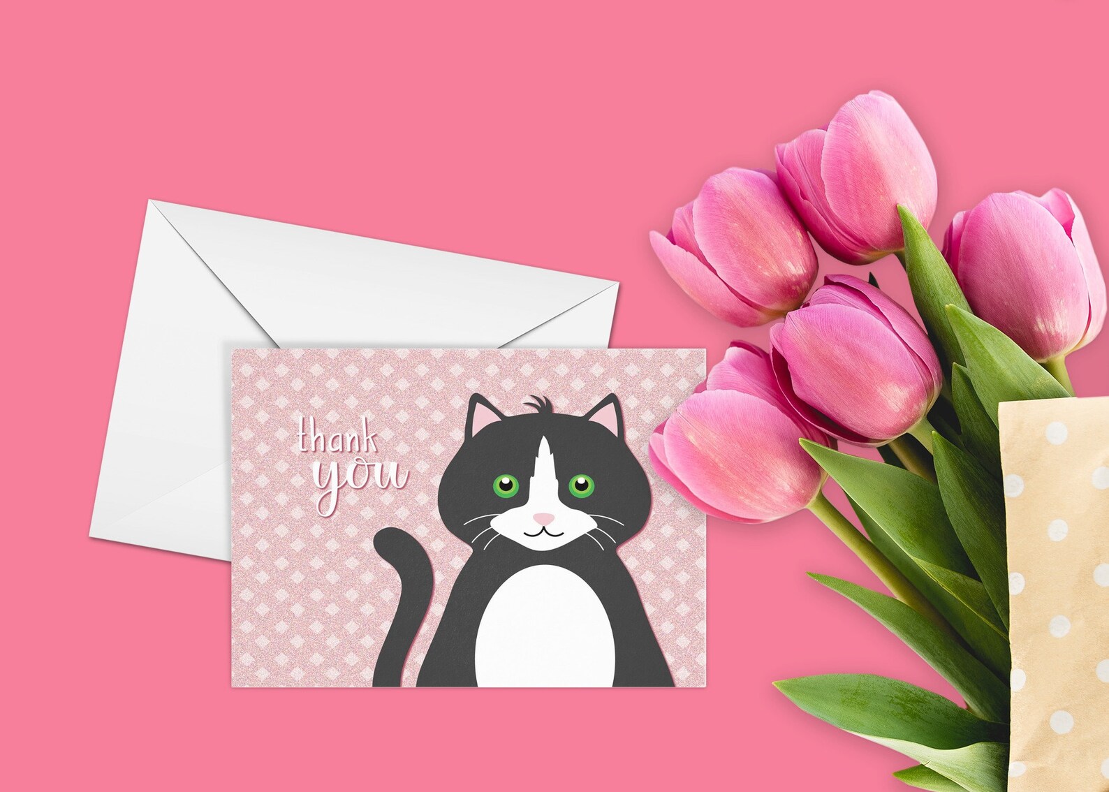 Adorable Tuxedo Cat Thank You Note Card - 10 Thank You Note Cards and ...