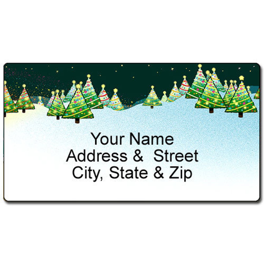 Christmas Tree Forest Personalized Return Address Label - Christmas Fun ...
