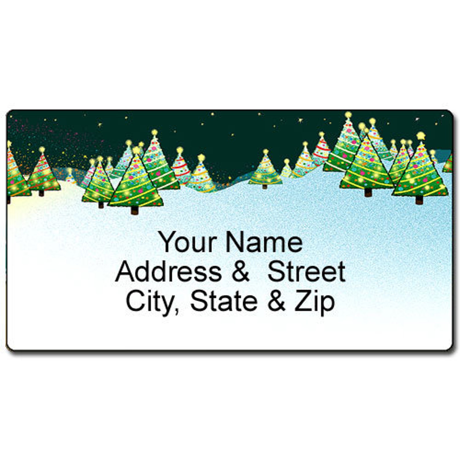 Christmas Tree Forest Personalized Return Address Label - Christmas Fun ...