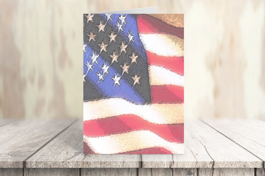 USA Patriotic Note Card - 10 American Flag Cards and Envelopes - 14355 ...