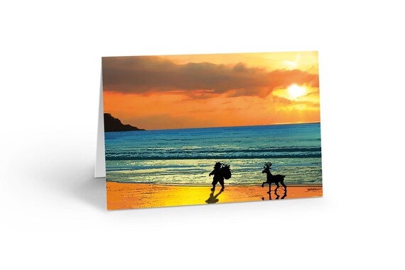 Beach Sunset Christmas Card 18 Cards & Envelopes Beach - Etsy