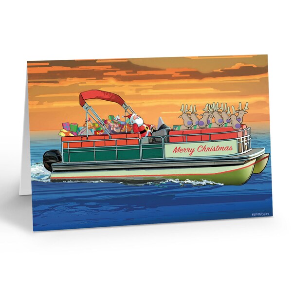 Santas Pontoon Boat Christmas - Etsy