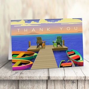 Colorful Dock Boating Thank You Note Card - 10 Boxed Cards & Envelopes ...
