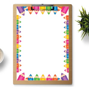 Colored Pencil Border School Stationery - Teacher Letterhead -8.5 X 11 ...