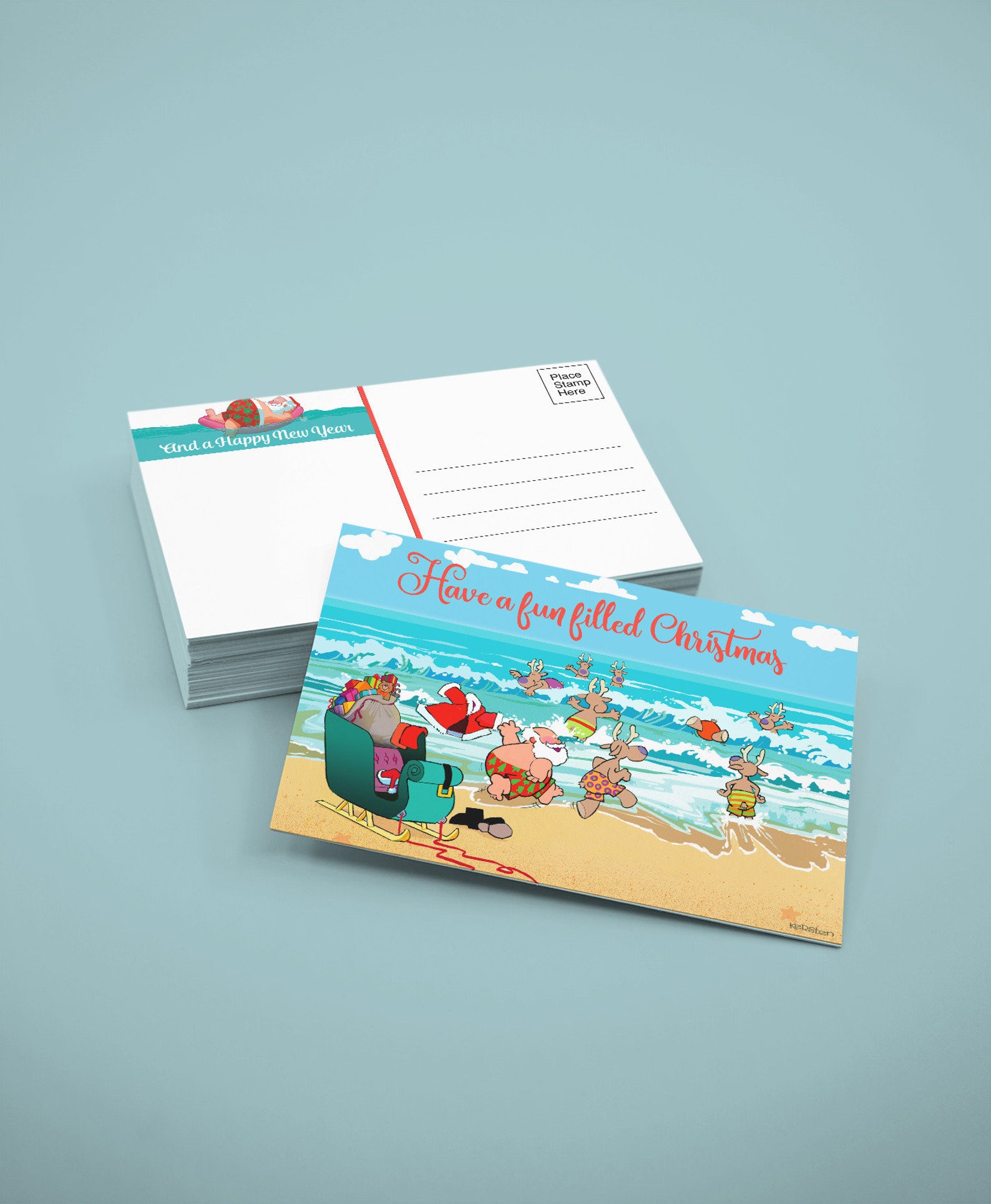 Beach Fun Christmas Postcards - 40 Holiday Beach Postcards - 4 X 6 Inch ...