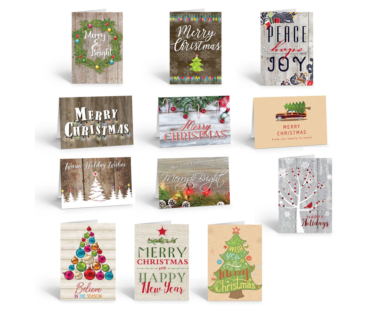 Assorted Rustic Christmas Cards 12 Christmas Cards and - Etsy