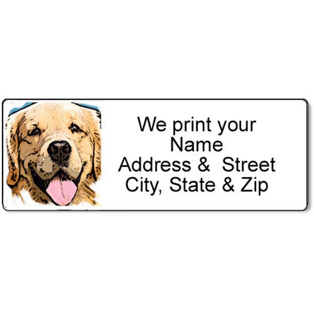 Golden Retriever Return Address Label -man's Best Friend - Personalized ...