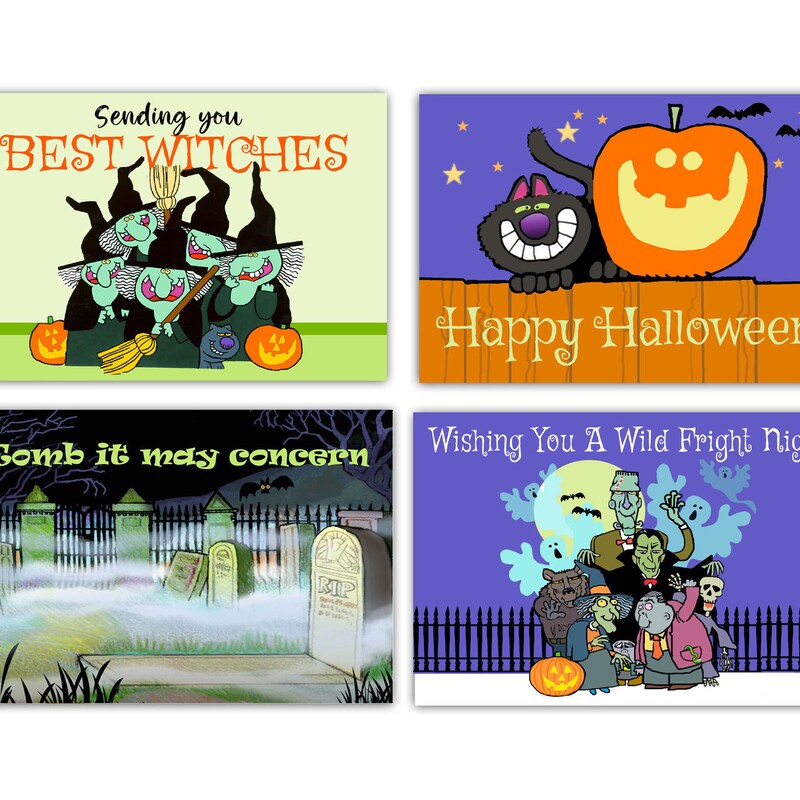 Halloween Postcards - Etsy