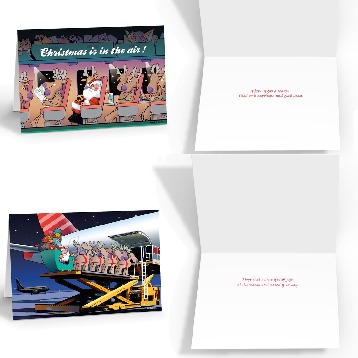 Airplane Christmas Card Variety Pack 24 Cards & Envelopes 83 - Etsy