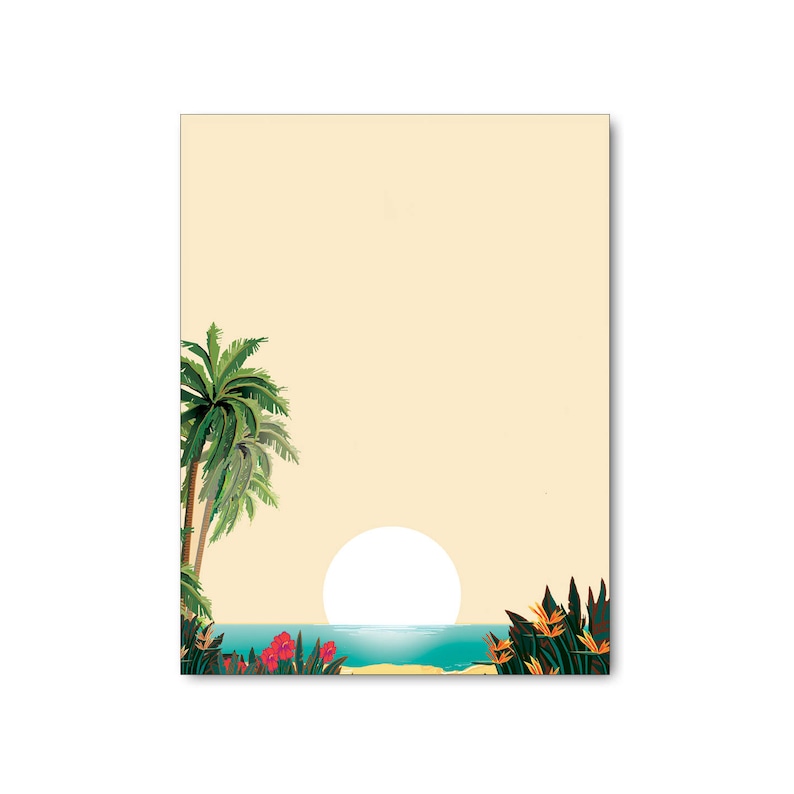 Tropical Stationery - Beach Tropical Letterhead -8.5 X 11 Inches - 60 ...