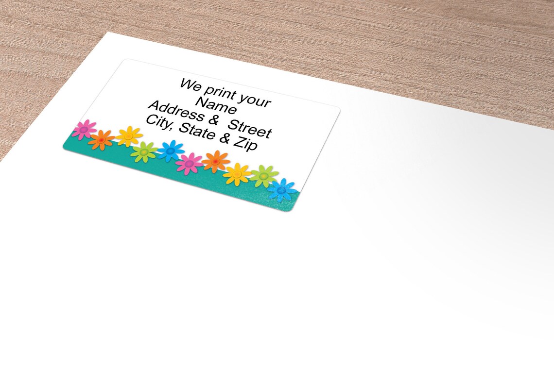 Colorful Flowers Custom Address Label - Personalized Address Label ...