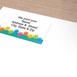 Colorful Flowers Custom Address Label - Personalized Address Label ...