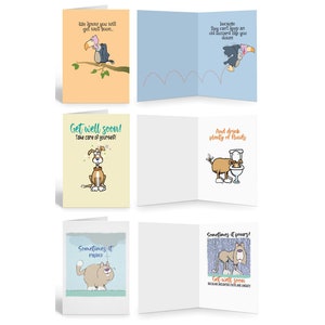 Funny Get Well Card Assortment - Full Color Front & Inside! - 6 Get ...