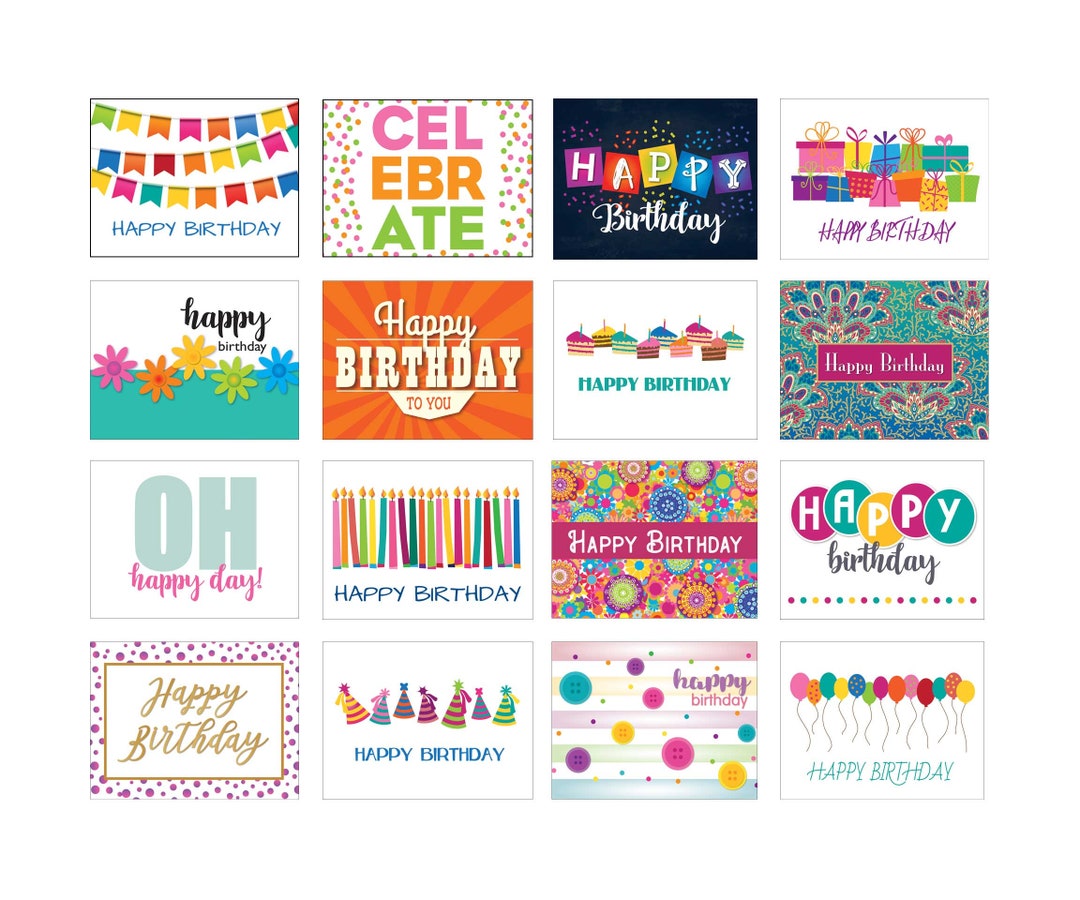 Birthday Cards - 16 Different Designs - Birthday Cards Bulk - A2 Size 4 ...