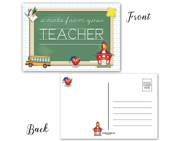 A Note From Your Teacher Teacher Postcards 4 X 6 School - Etsy