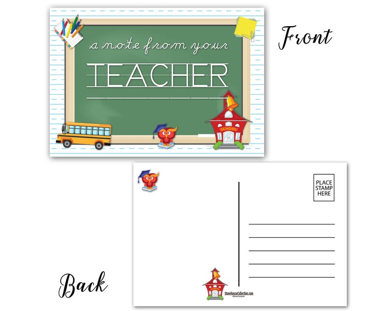 A Note From Your Teacher Teacher Postcards 4 X 6 School - Etsy