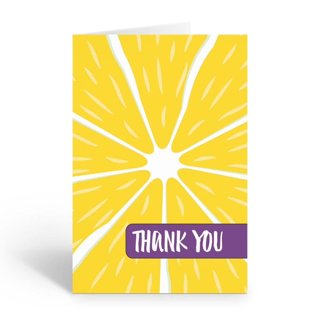 Delicious Lemon Citrus Thank You Note Card - 10 Cards With Envelopes ...