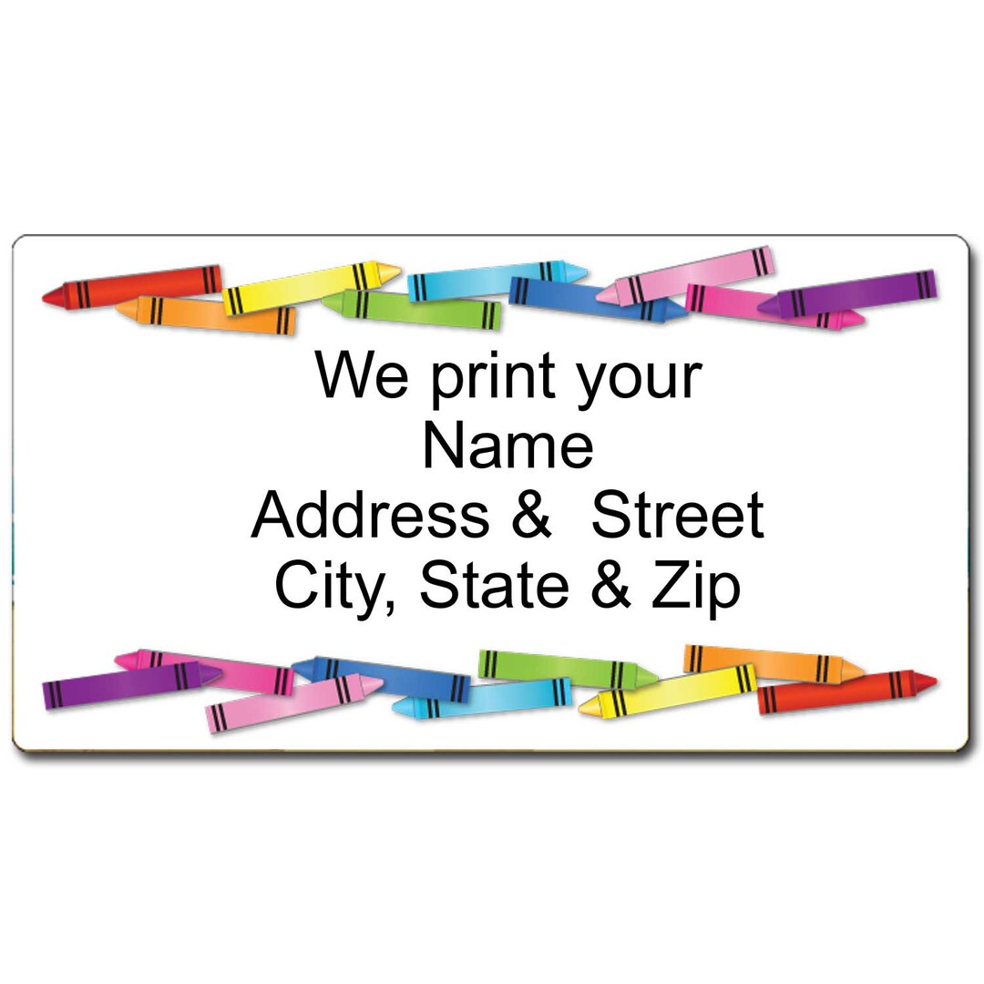Crayon Teacher Address Label - Personalized Teacher Address Label - B21273 - Etsy