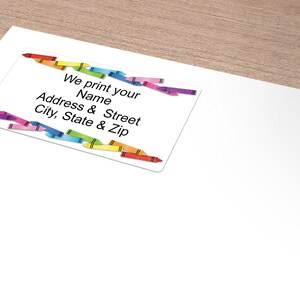Crayon Teacher Address Label - Personalized Teacher Address Label ...