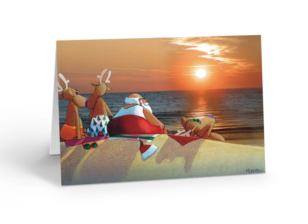 Enjoying the Sunset Christmas Card 18 Cards & Envelopes - Beach ...
