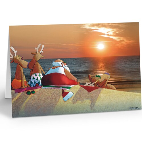 Beach Sunset Christmas Card 18 Cards & Envelopes Beach - Etsy