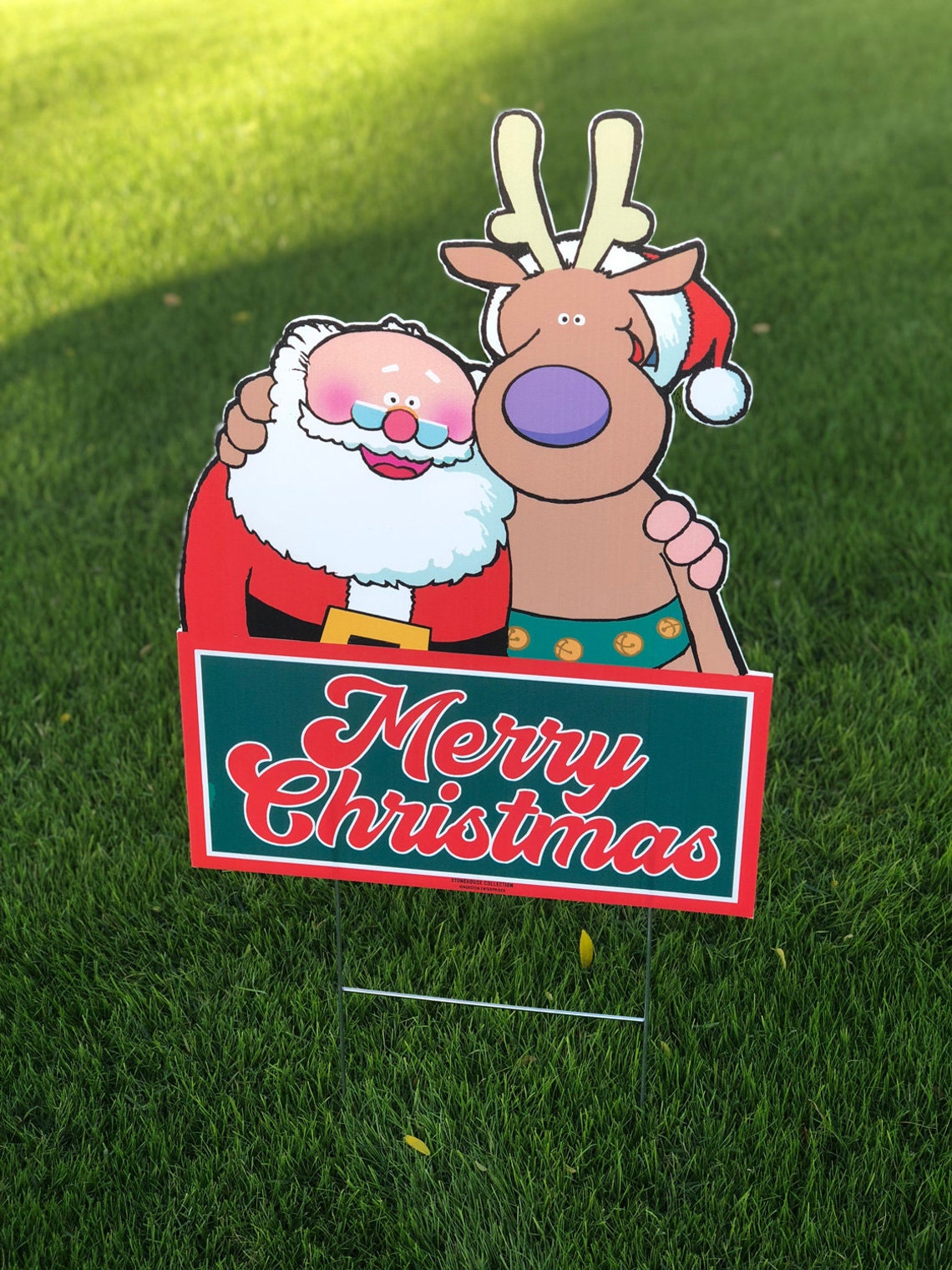 Santa & Reindeer Holiday Yard Sign Merry Christmas Yard Sign - Etsy