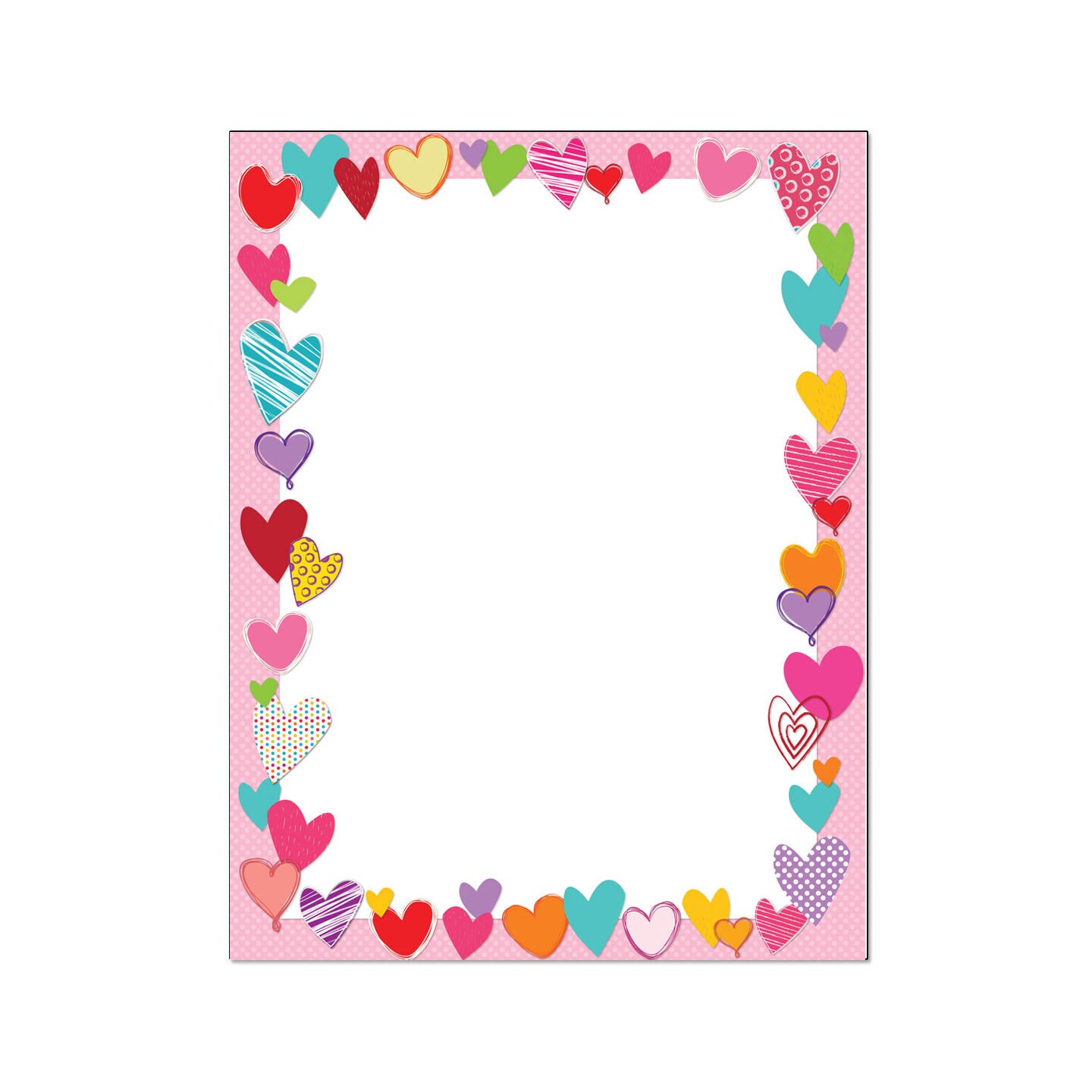 Colorful Hearts Border Stationery 8.5 X 11 Inches 60 Paper Sheets B6533 ...