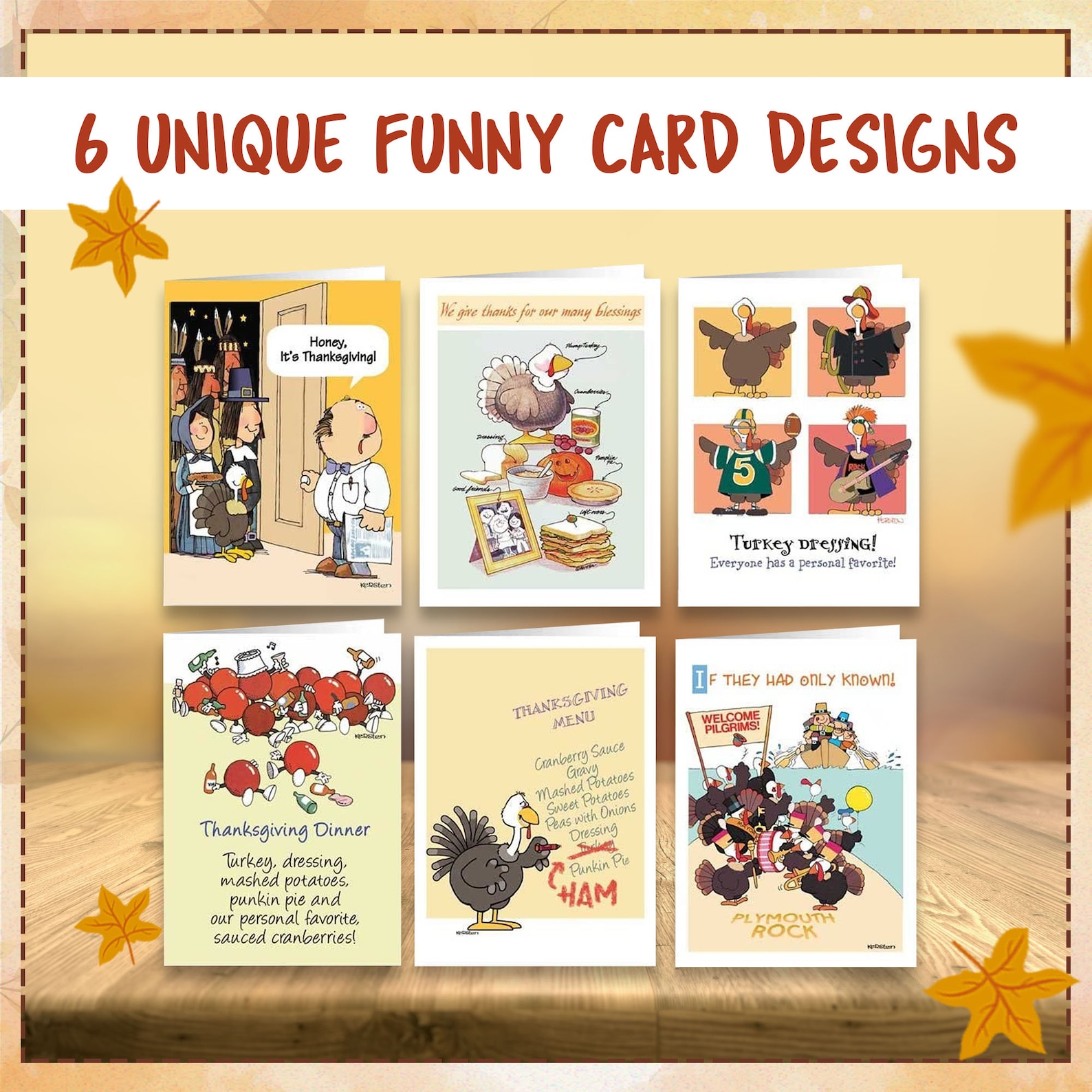 Thanksgiving Card Variety Pack 18 Funny Thanksgiving Cards & - Etsy