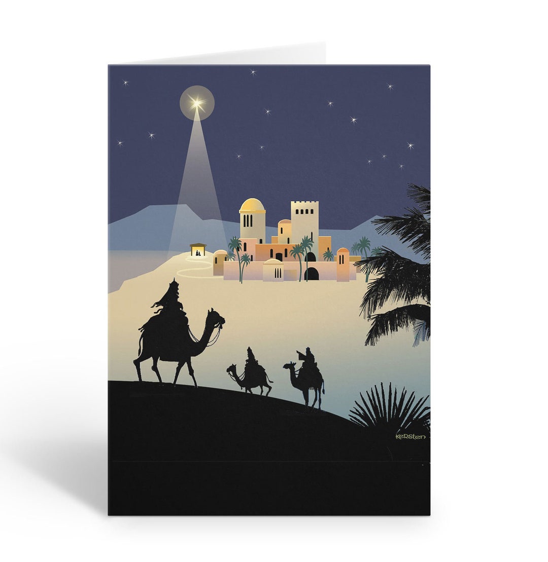 Three Wise Men Journey to the Nativity Scene Christmas Card - 18 ...