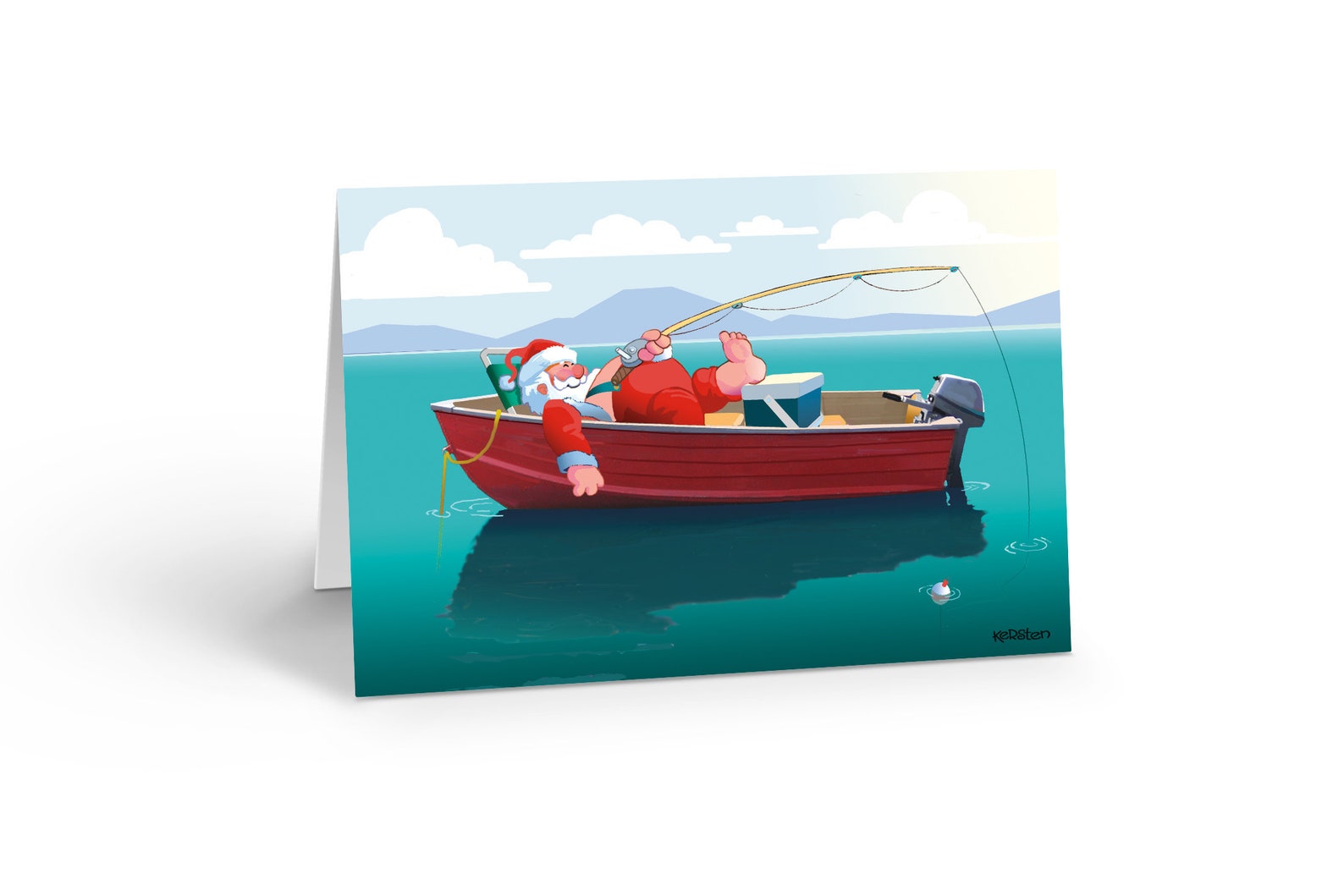 Santa's Fishing Break Christmas Card - 18 Cards & Envelopes - 60033 - Etsy