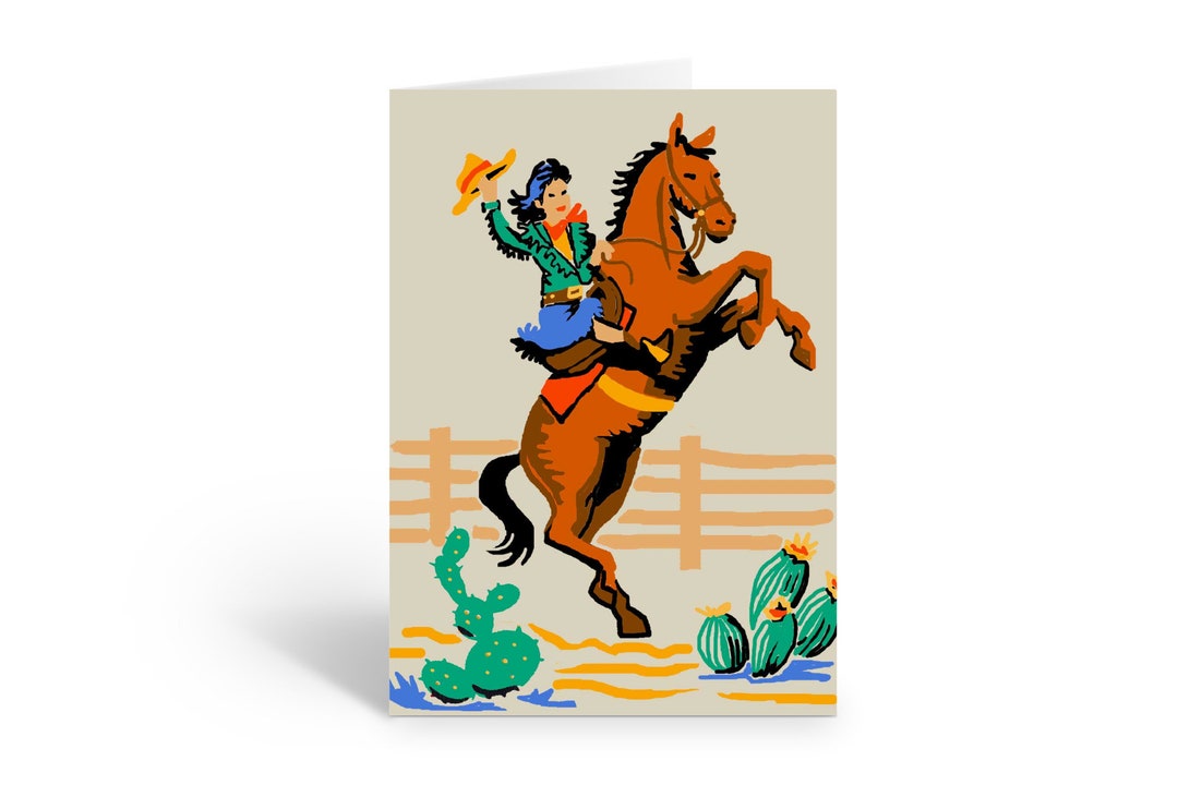 Cowgirl Blank Note Card - 10 Boxed Cards & Envelopes - Western Note ...