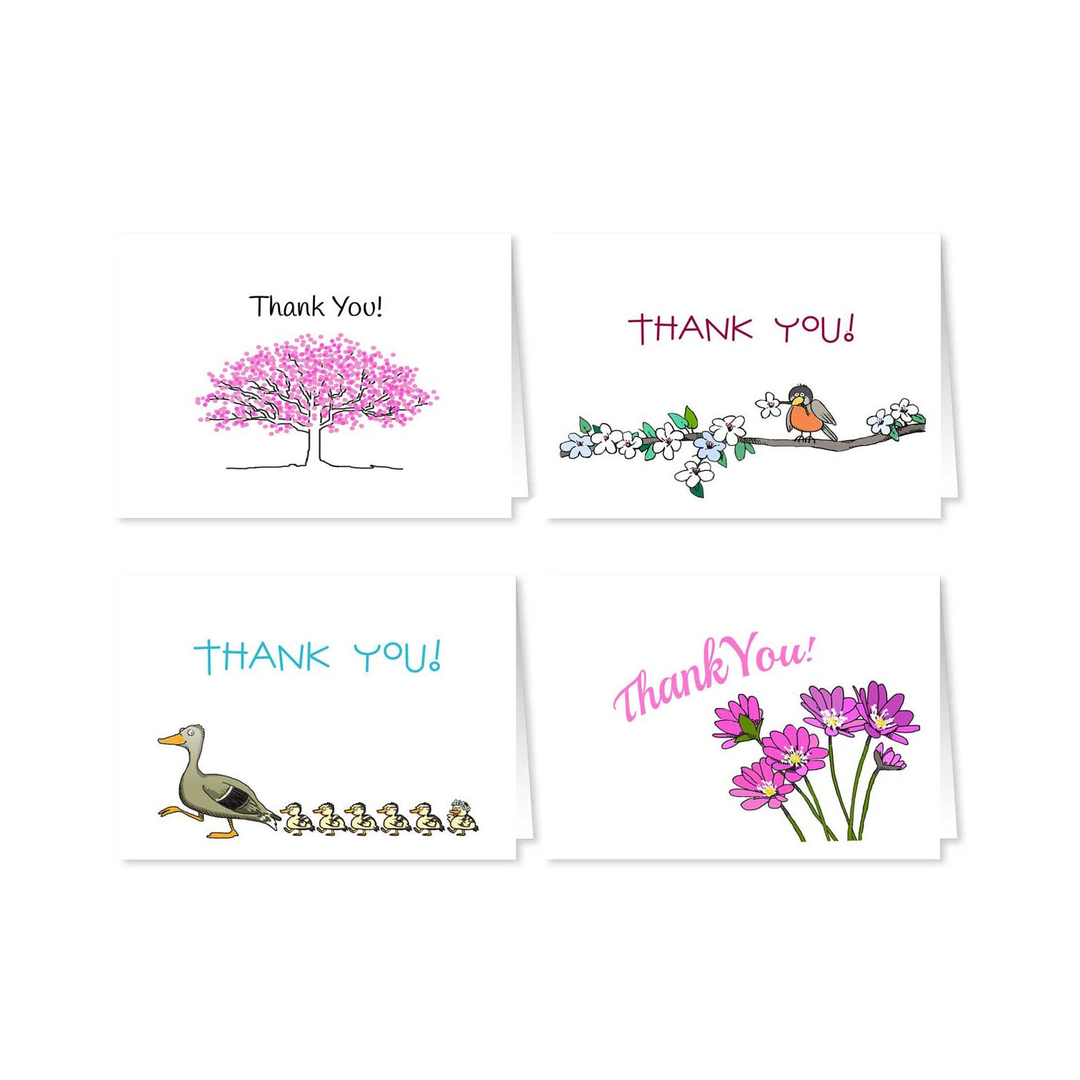 16 Assorted Thank You Note Cards Blank Assorted Thank You | Etsy