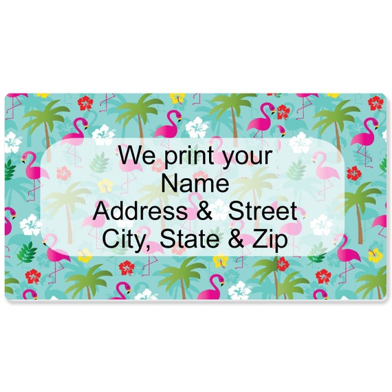 Flamingo Palm Tree Address Label Personalized Address Label | Etsy