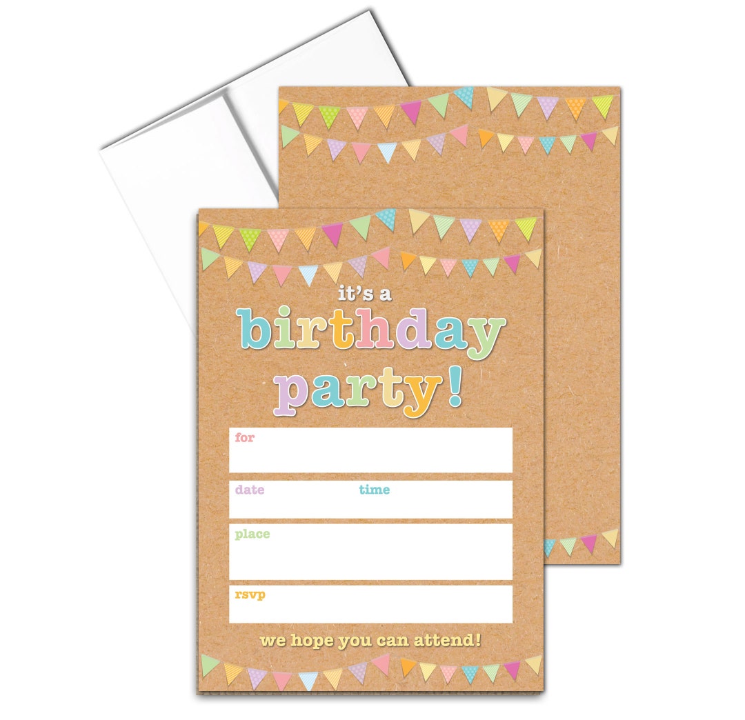 Rustic Happy Birthday Fill-in Party Invitation - 25 Invitations ...