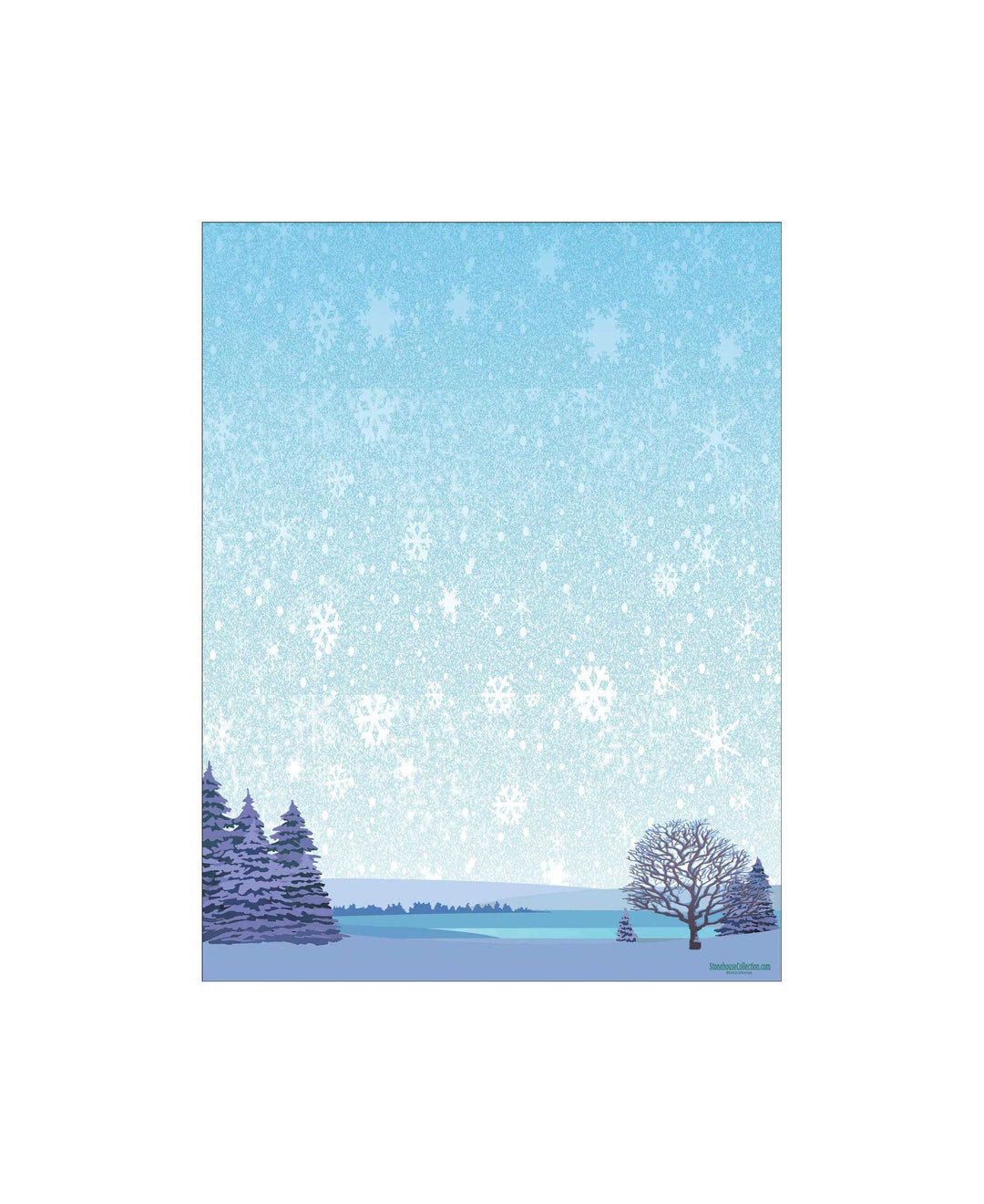 Winter Holiday Stationery - Winter and Snowflakes - 8.5 X 11 Inches ...