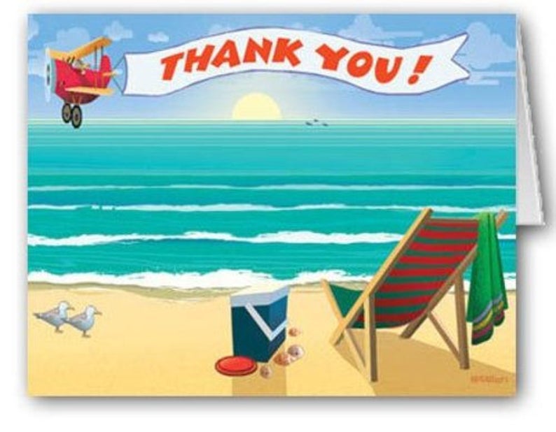 Boxed Beach Side Enjoyment Thank You Note Cards 18 Count 14066 - Etsy