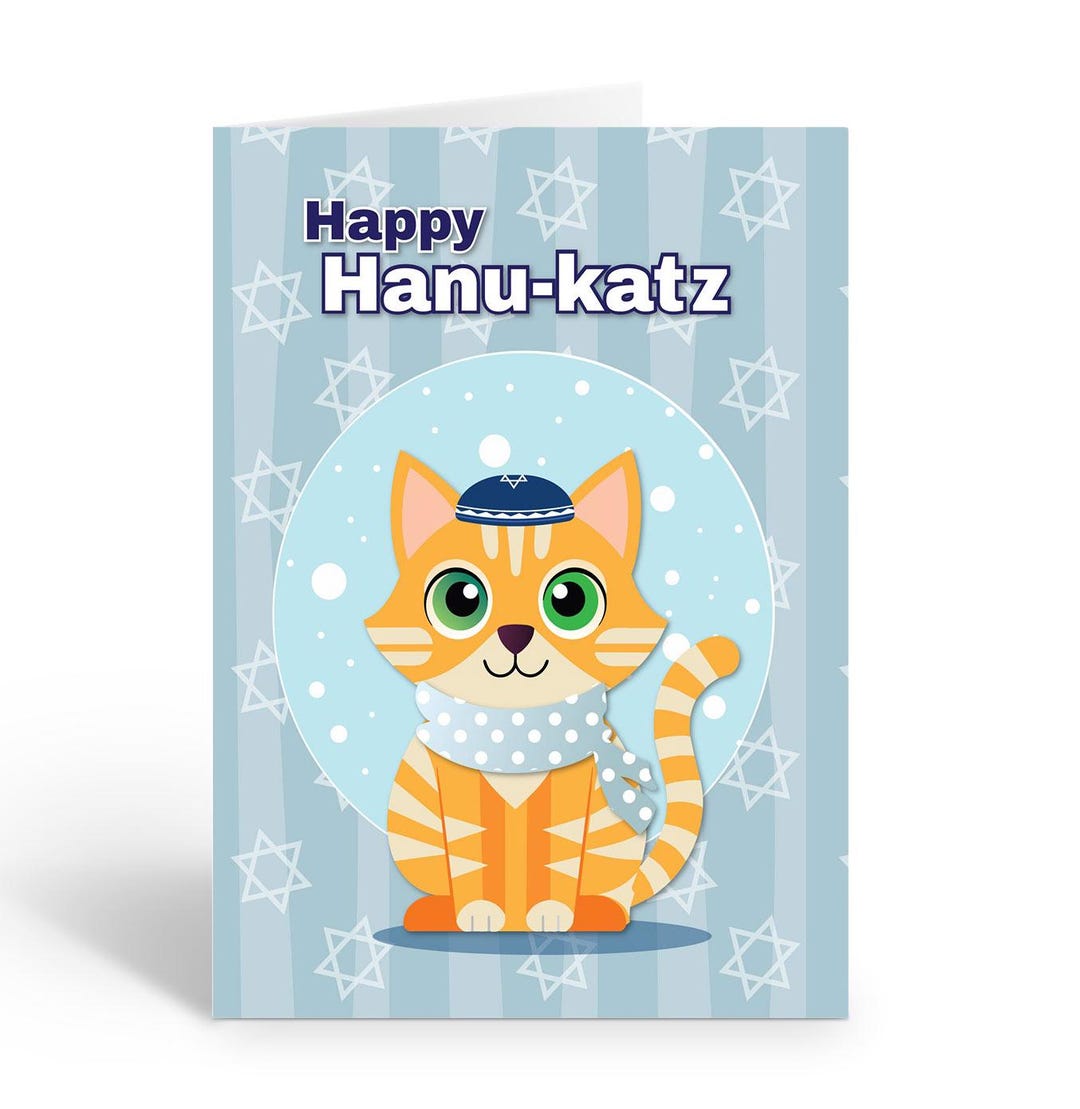 Happy Hanu-katz Cute Kitty Cat Holiday Card - 12 Cards With Envelopes ...