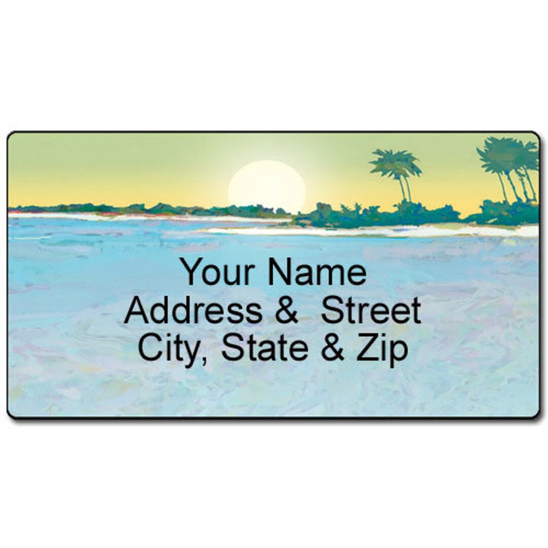 Tropical Beach Address Label - Ocean View - Personalized Address Label ...