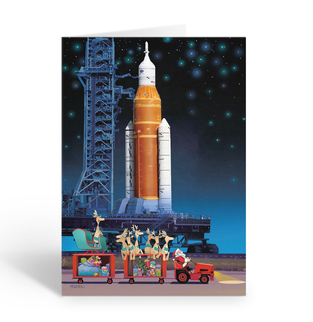 Santa and Reindeer Are Getting Ready for Take off Holiday Card - 12 ...