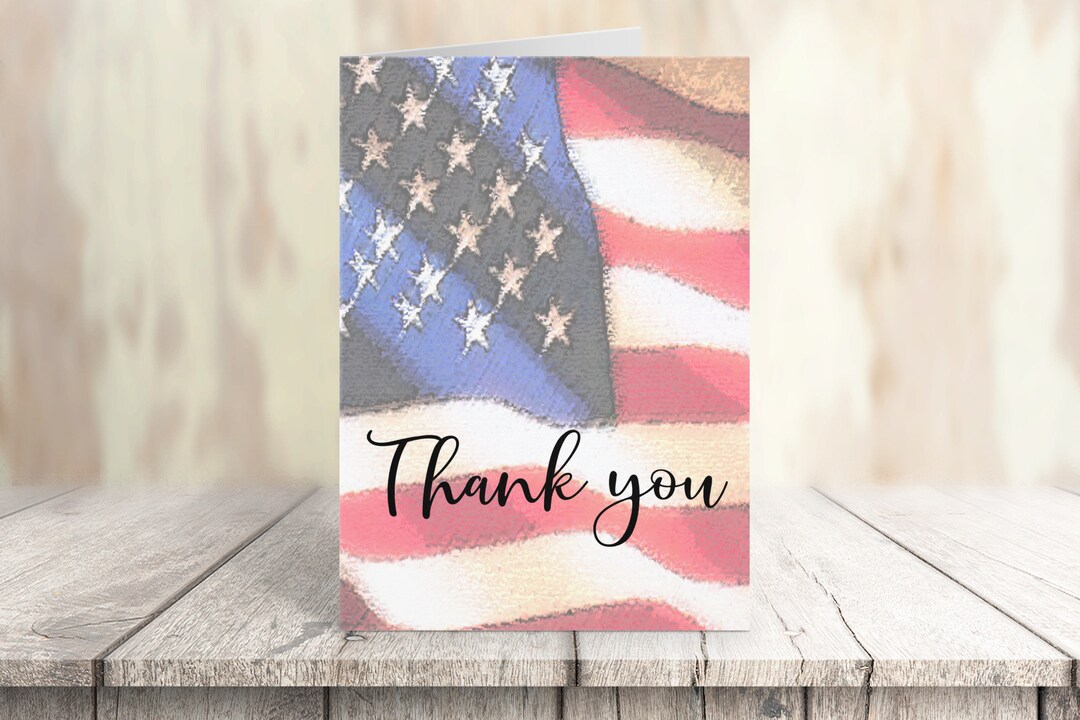 Patriotic Thank You Note Card - 10 Cards and Envelopes - 14352 - Etsy