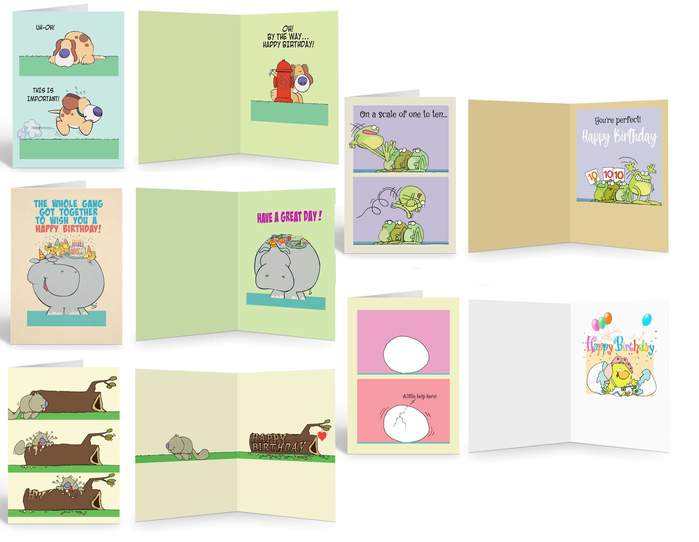 Funny Assorted Birthday Cards for Kids 10 Cards & Envelopes | Etsy